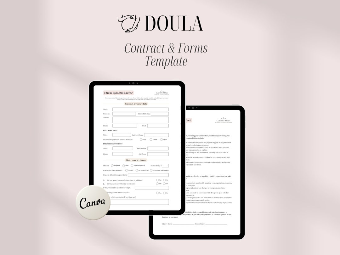 Doula Contract and Forms Template | Birth Doula New Client Intake Forms ...
