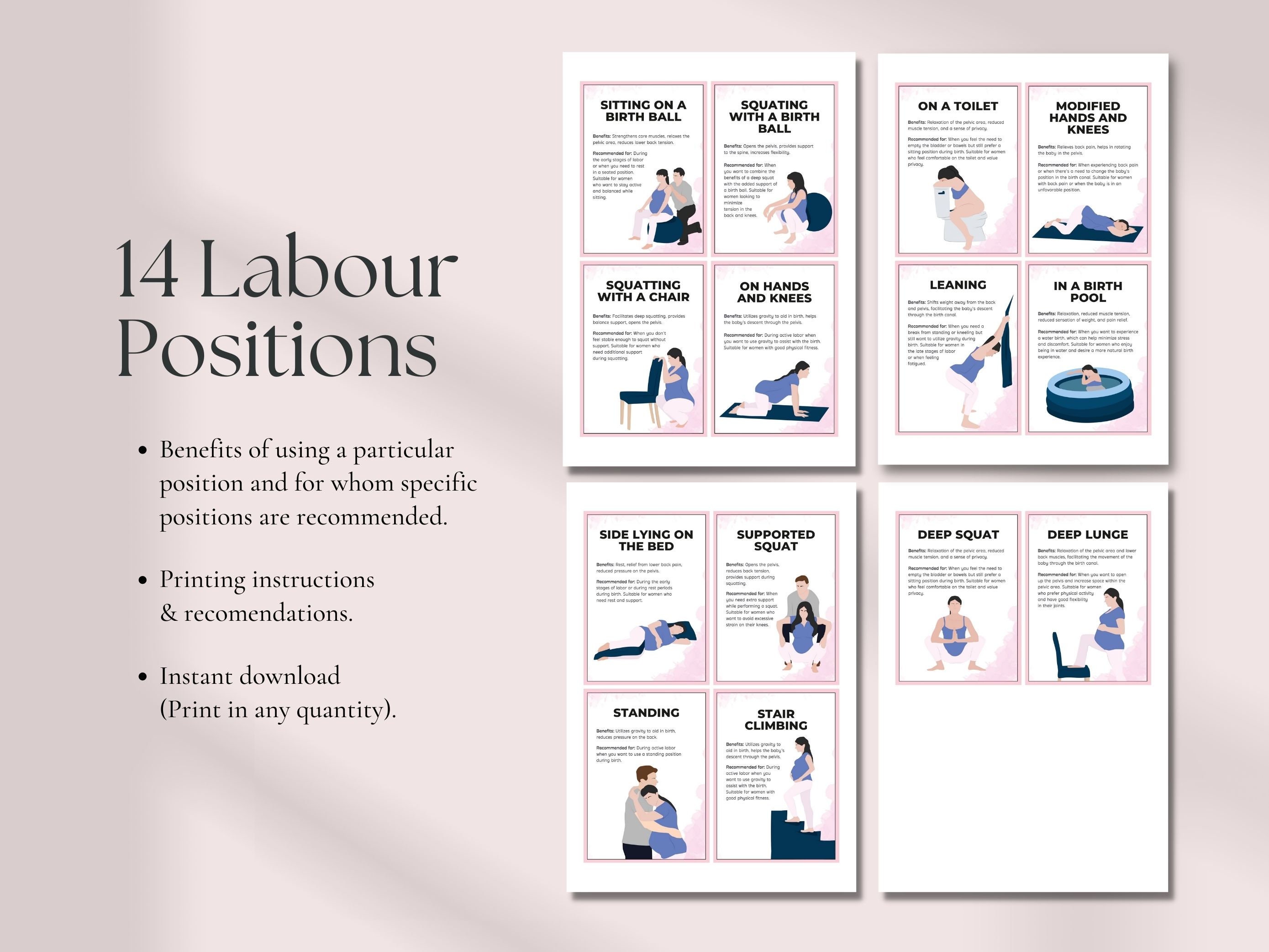 Printable Labour Positions Flash Cards | Alternative Labor Positions ...