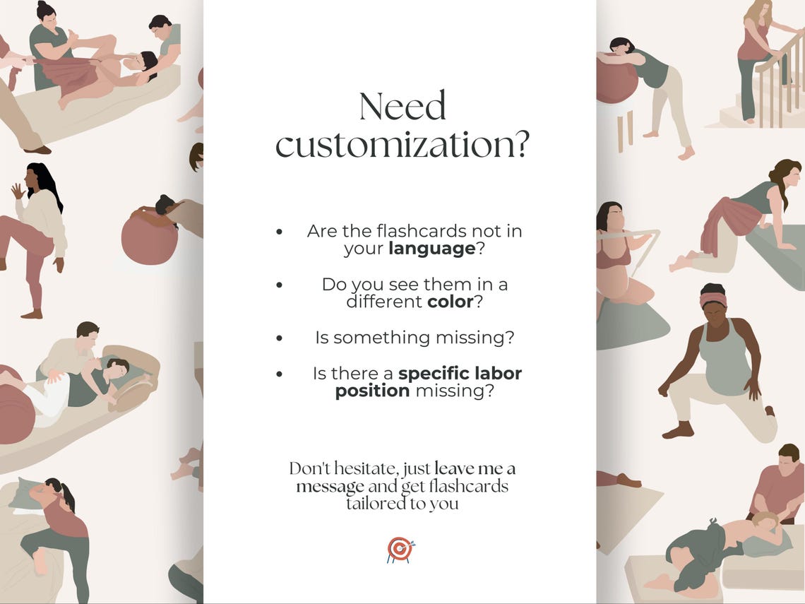 Labor and Delivery Positions PNG Illustrations | Birth Education ...