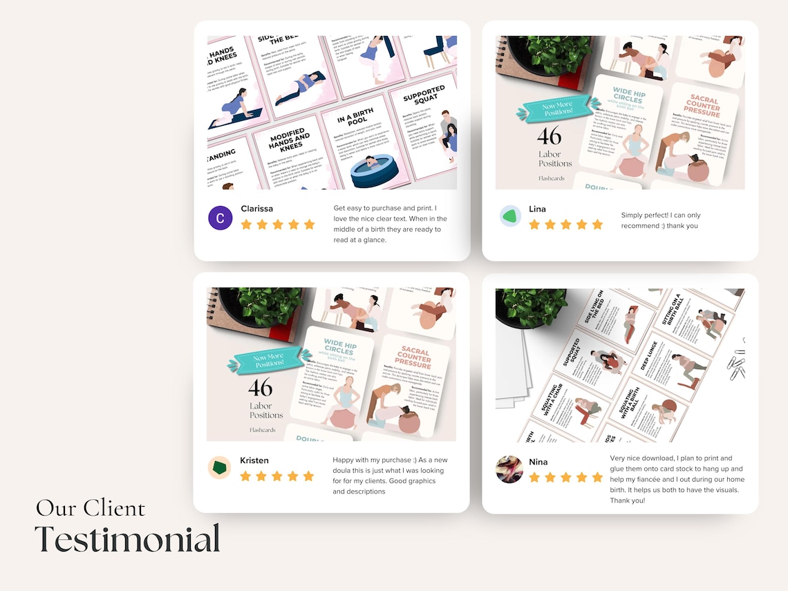 Labour Positions Flashcards With Partner, Pregnant Ladies ...