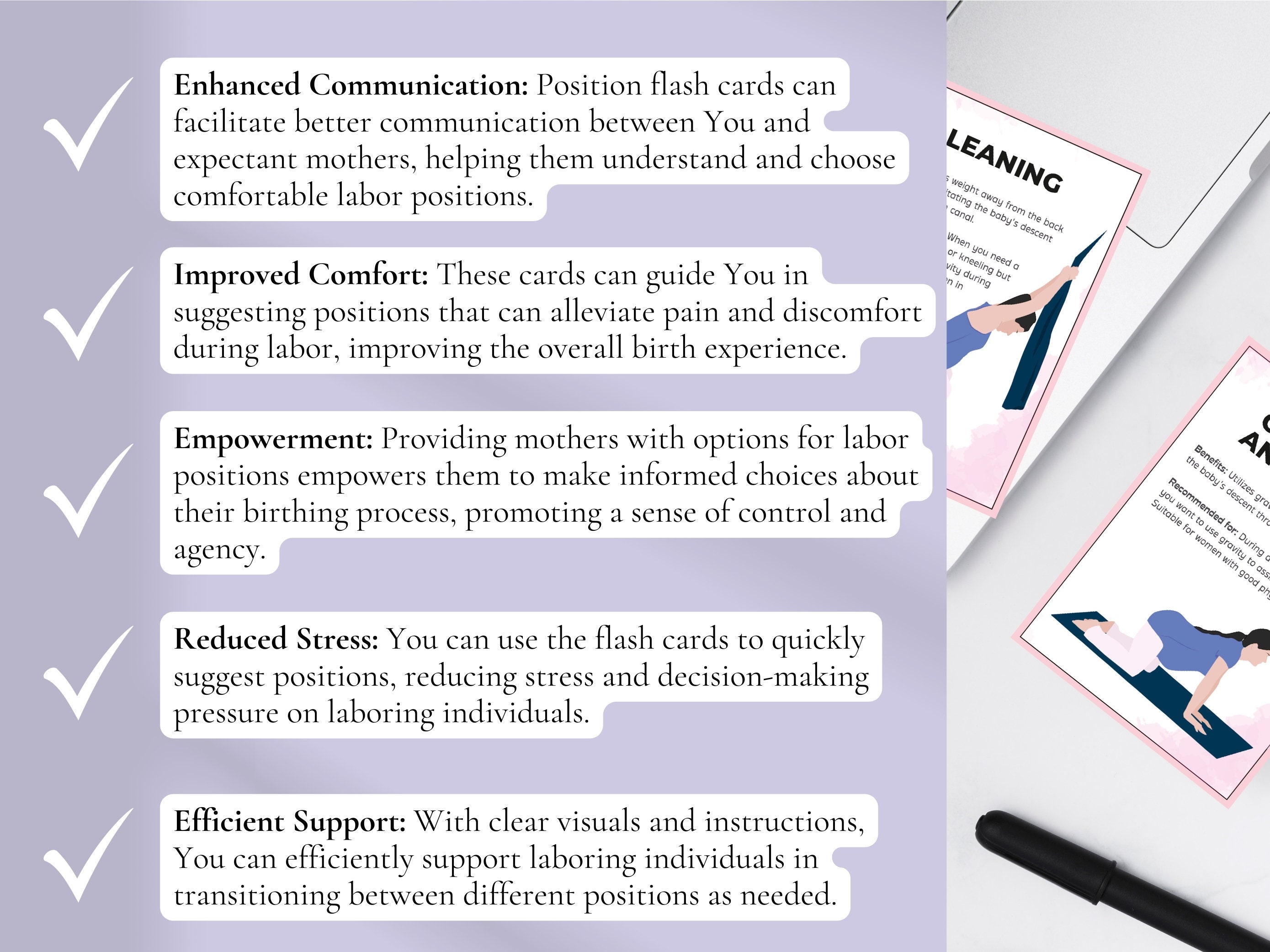 Printable Labour Positions Flash Cards | Natural Childbirth Education ...