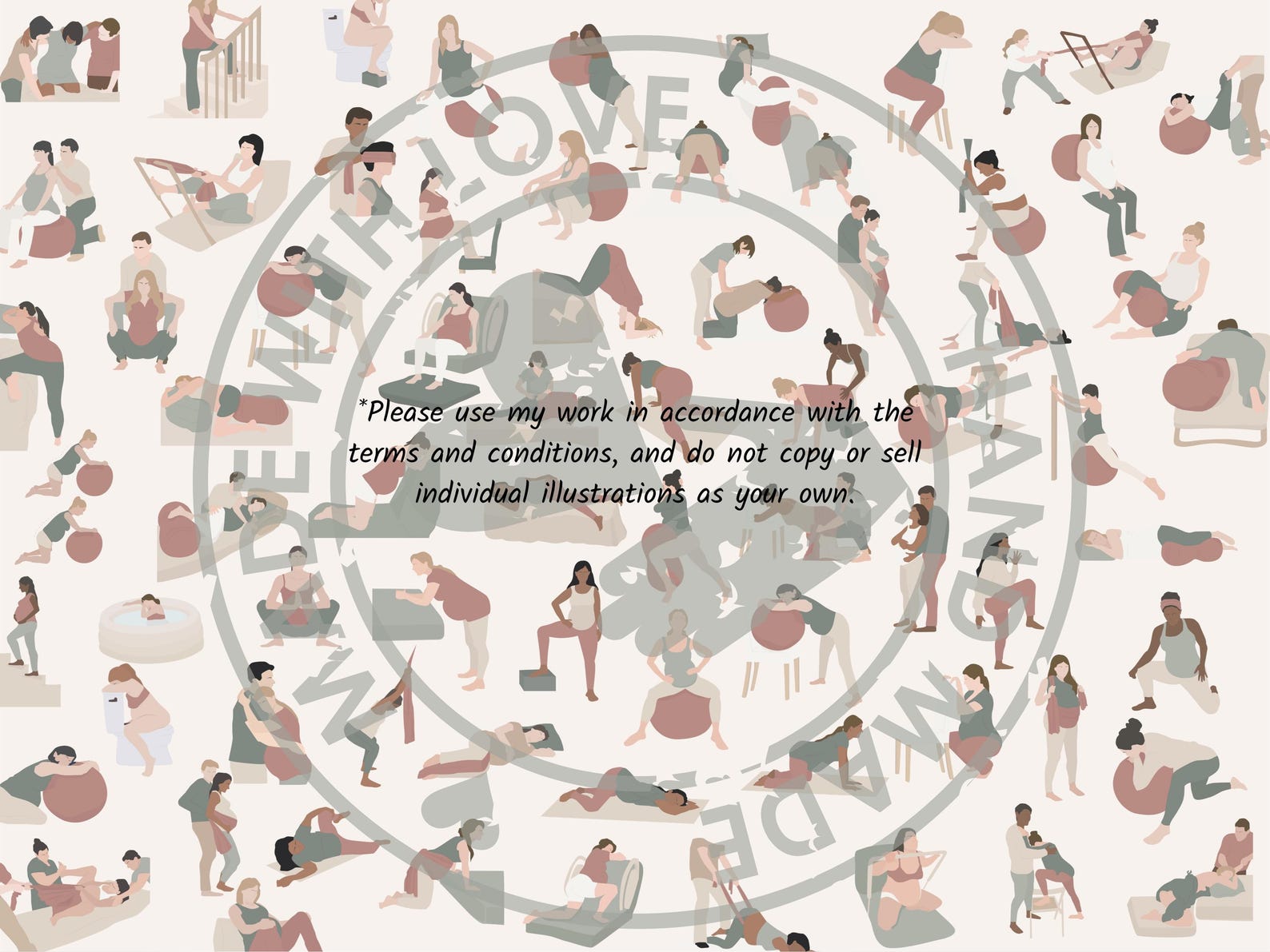 Labor and Delivery Positions PNG Illustrations | Birth Education ...