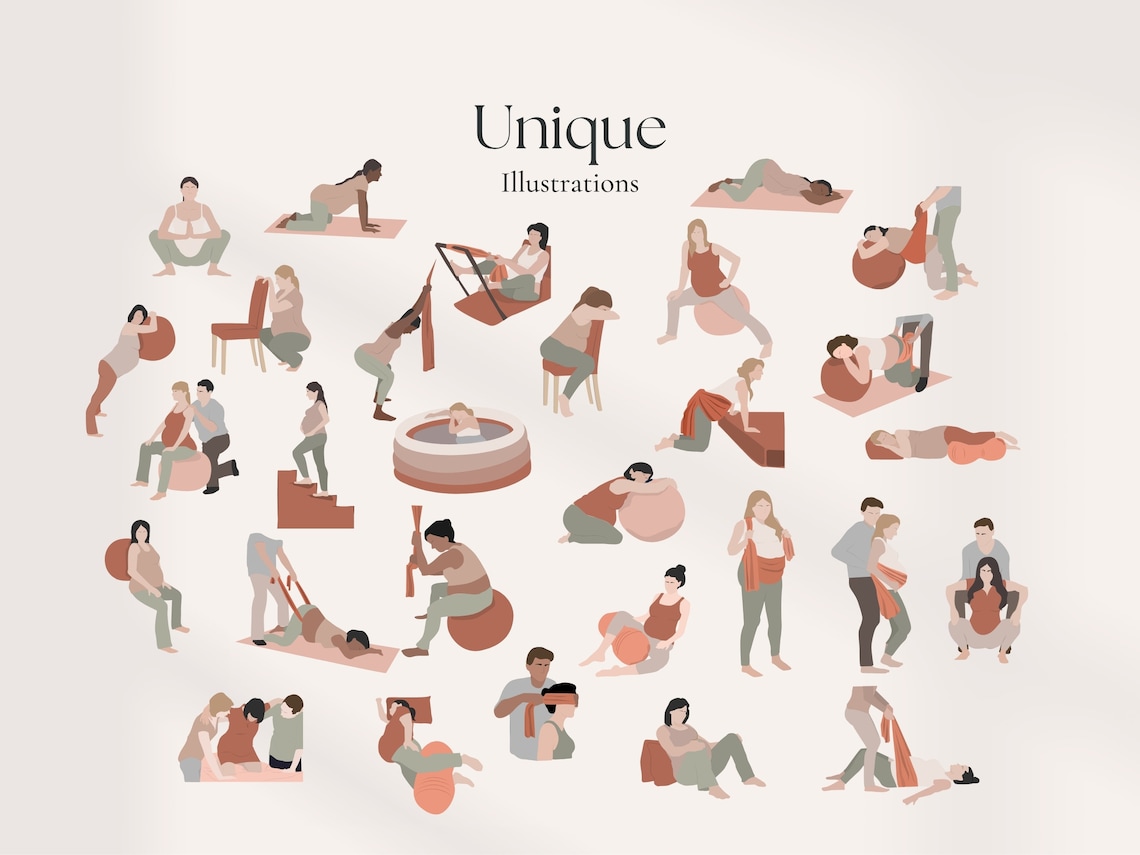 Printable Labor Positions Flashcards, Childbirth Education Tool, Natural Birth Cards, Rebozo ...