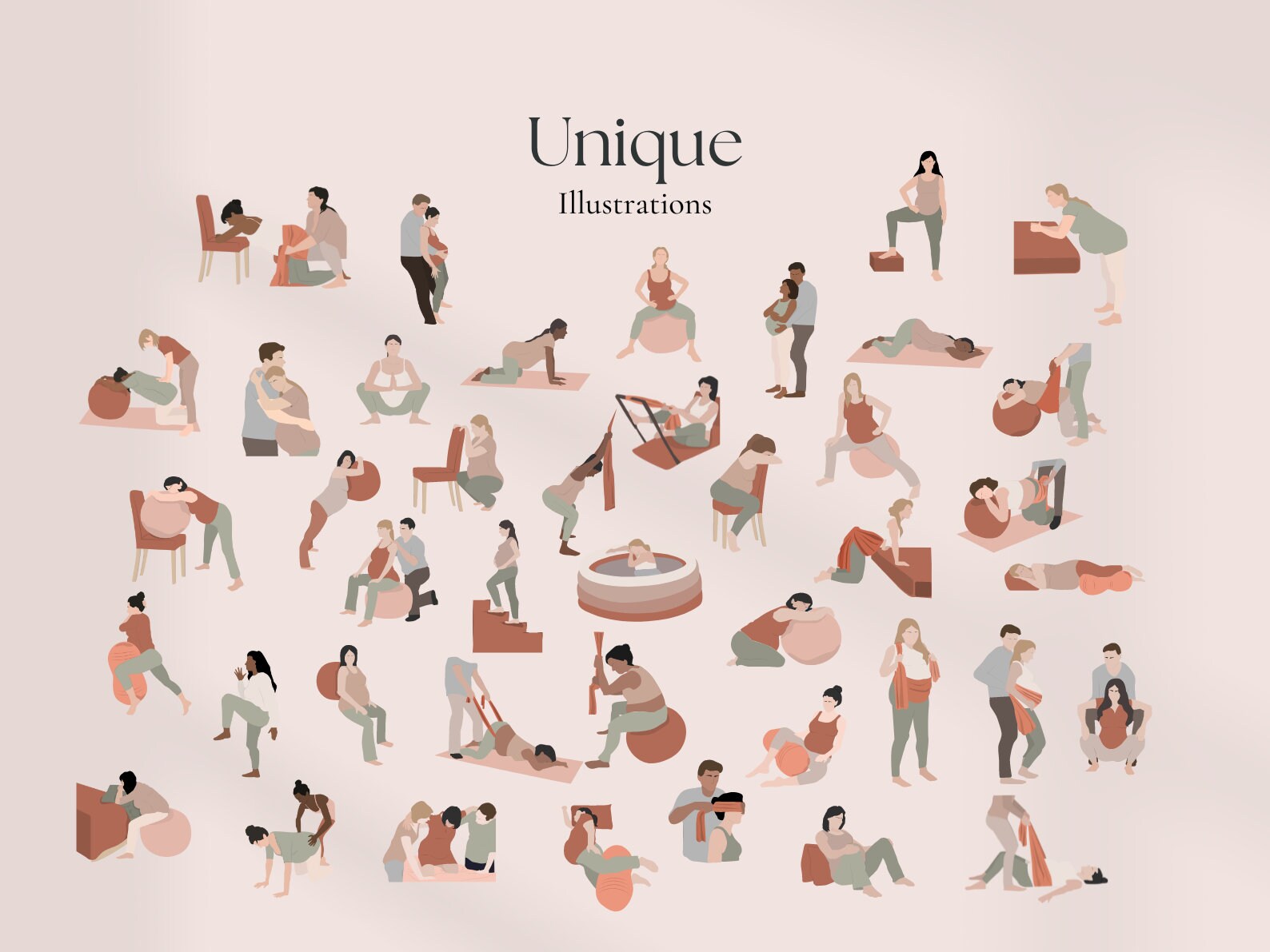 46 Labour Positions Printable Flashcards, Childbirth Education Tool ...