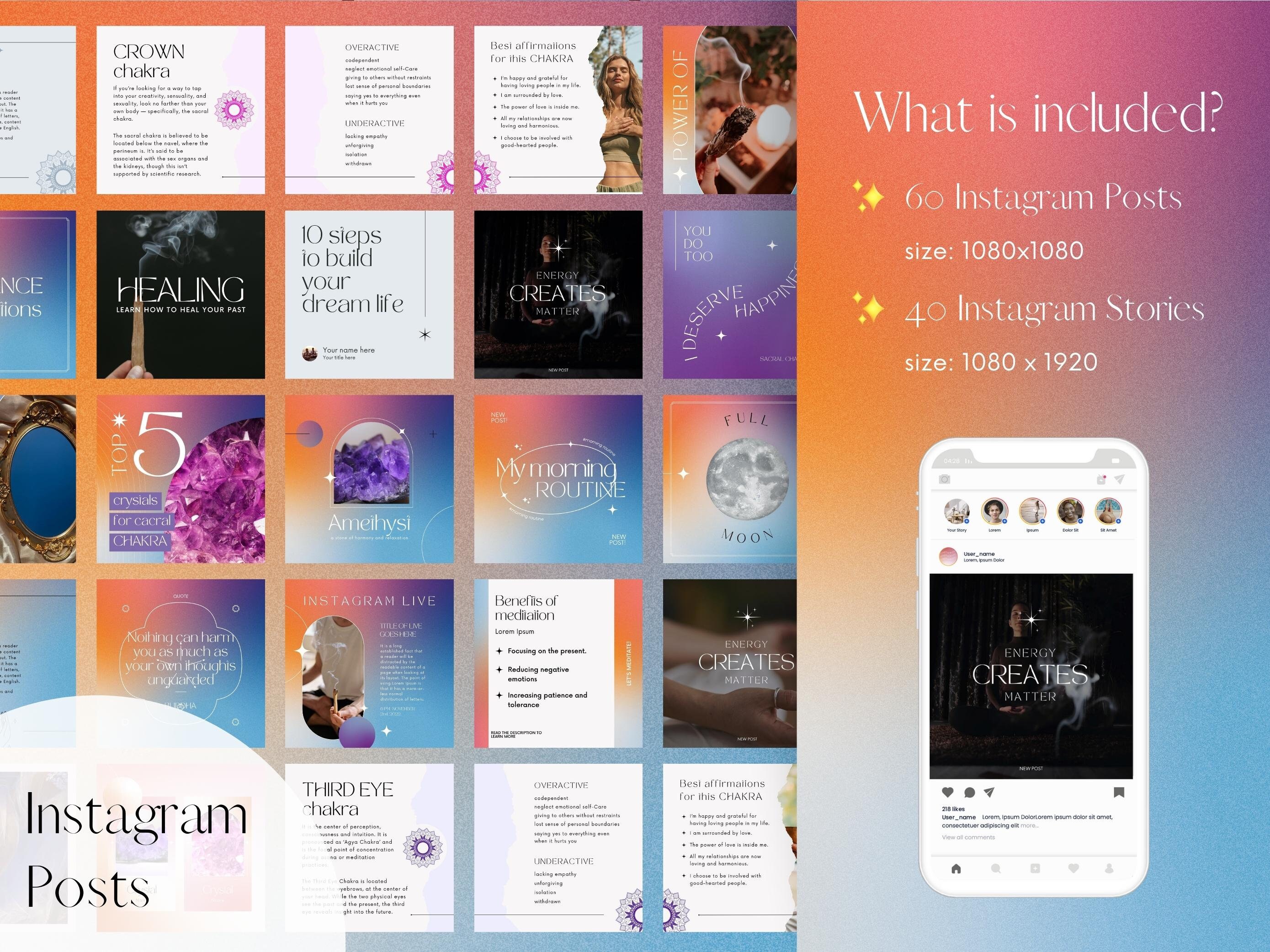 Spiritual Instagram Posts Chakras Posts Template Facebook Posts ...