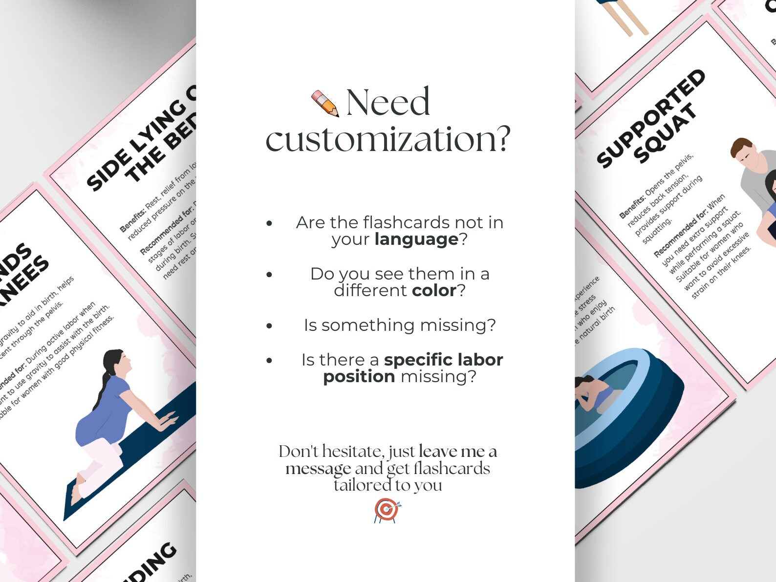 Labour/labor Positions Printable Flashcards, Childbirth Education Tool ...