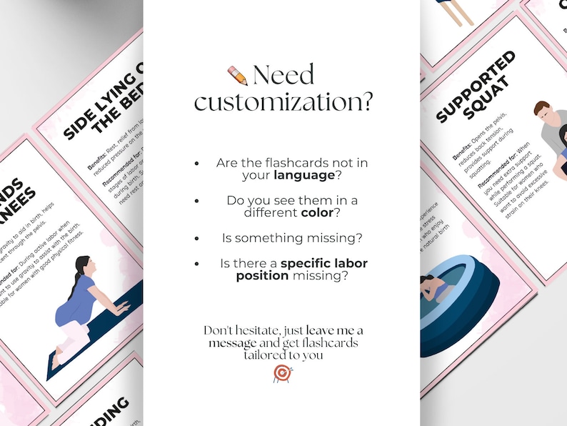 Labour/labor Positions Printable Flashcards, Childbirth Education Tool ...
