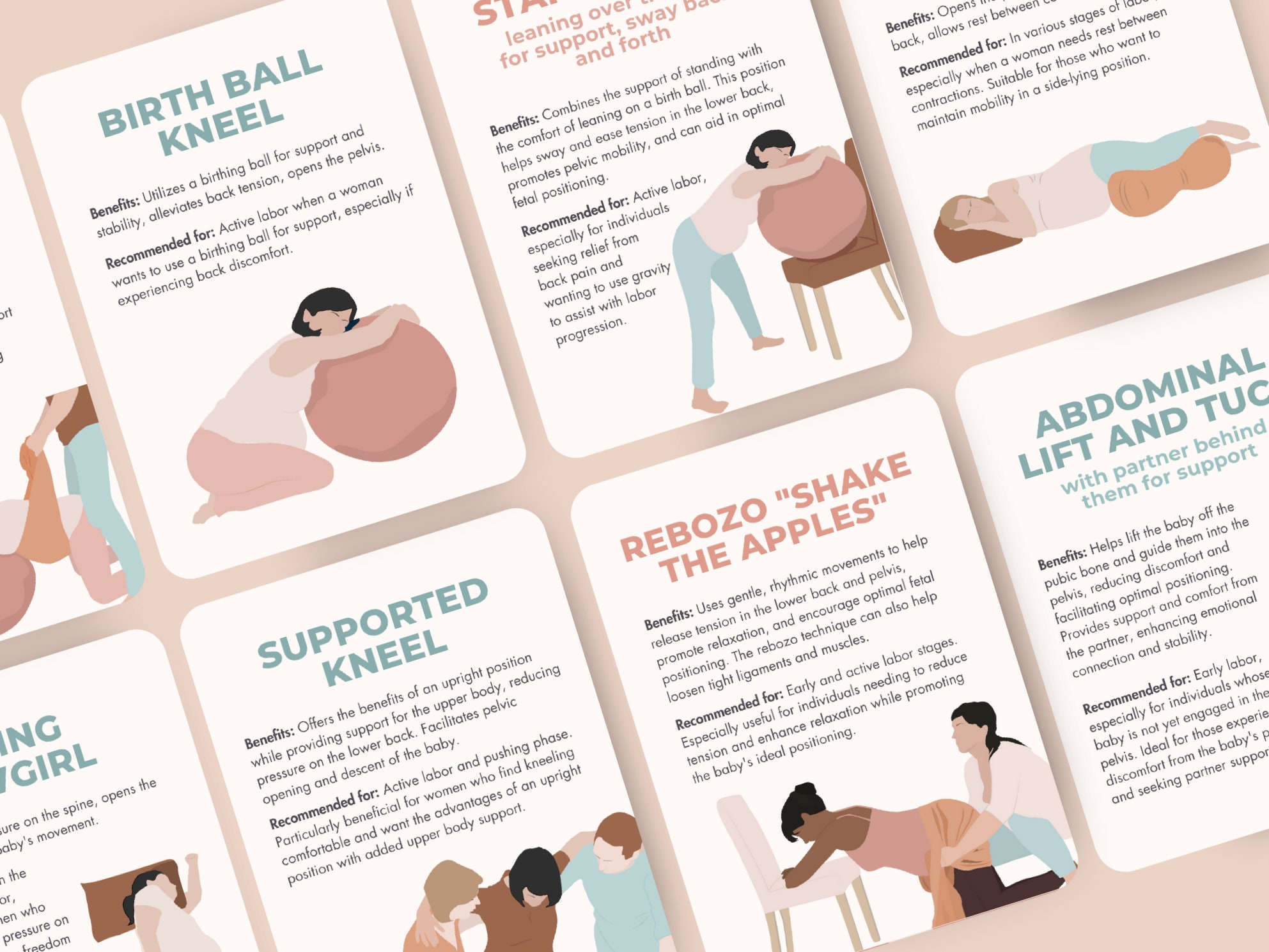 Labor Positions Flashcards, Printable Labour Positions, Childbirth ...