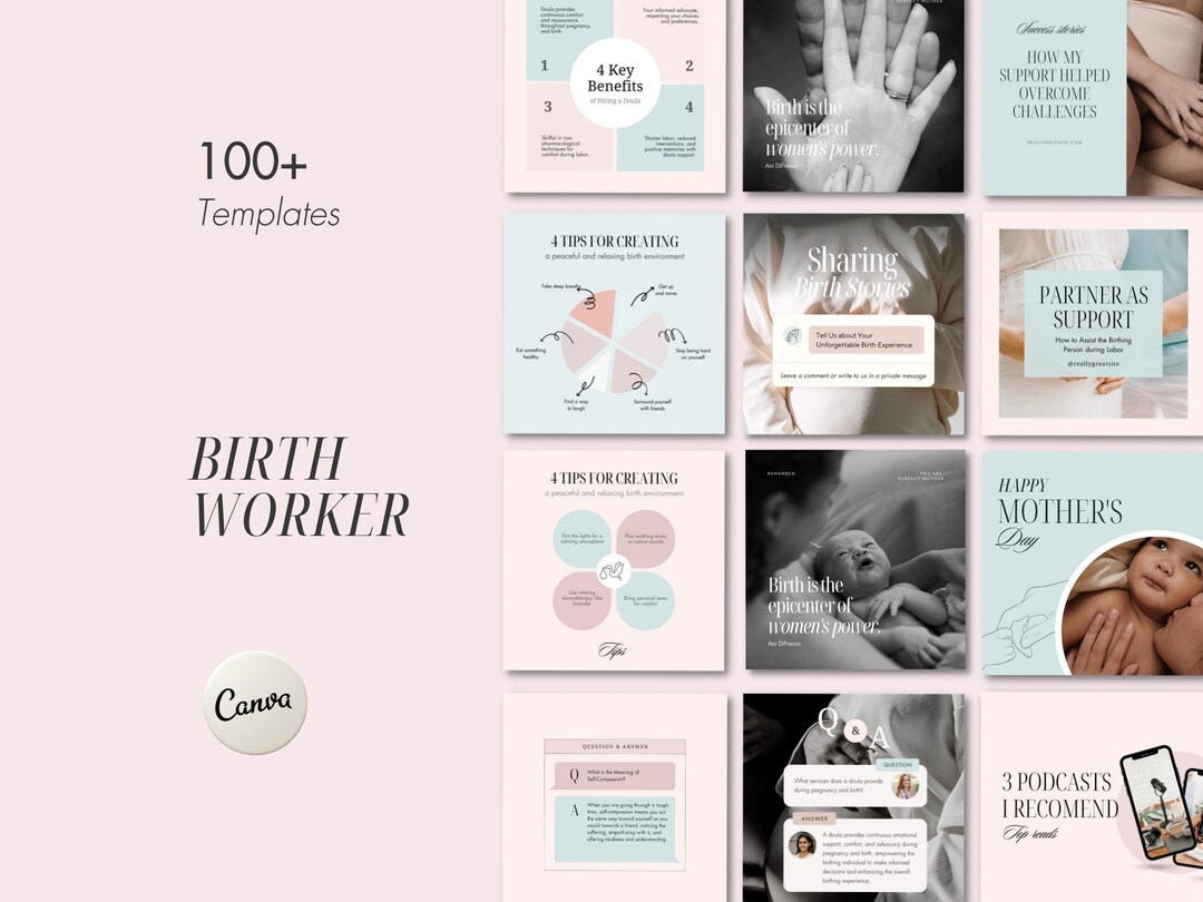Instagram Post Templates | Doula Social Media Post | Instagram Post ...