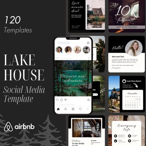 Lake House Cabin Airbnb Social Media Bundle | Social Media Templates ...