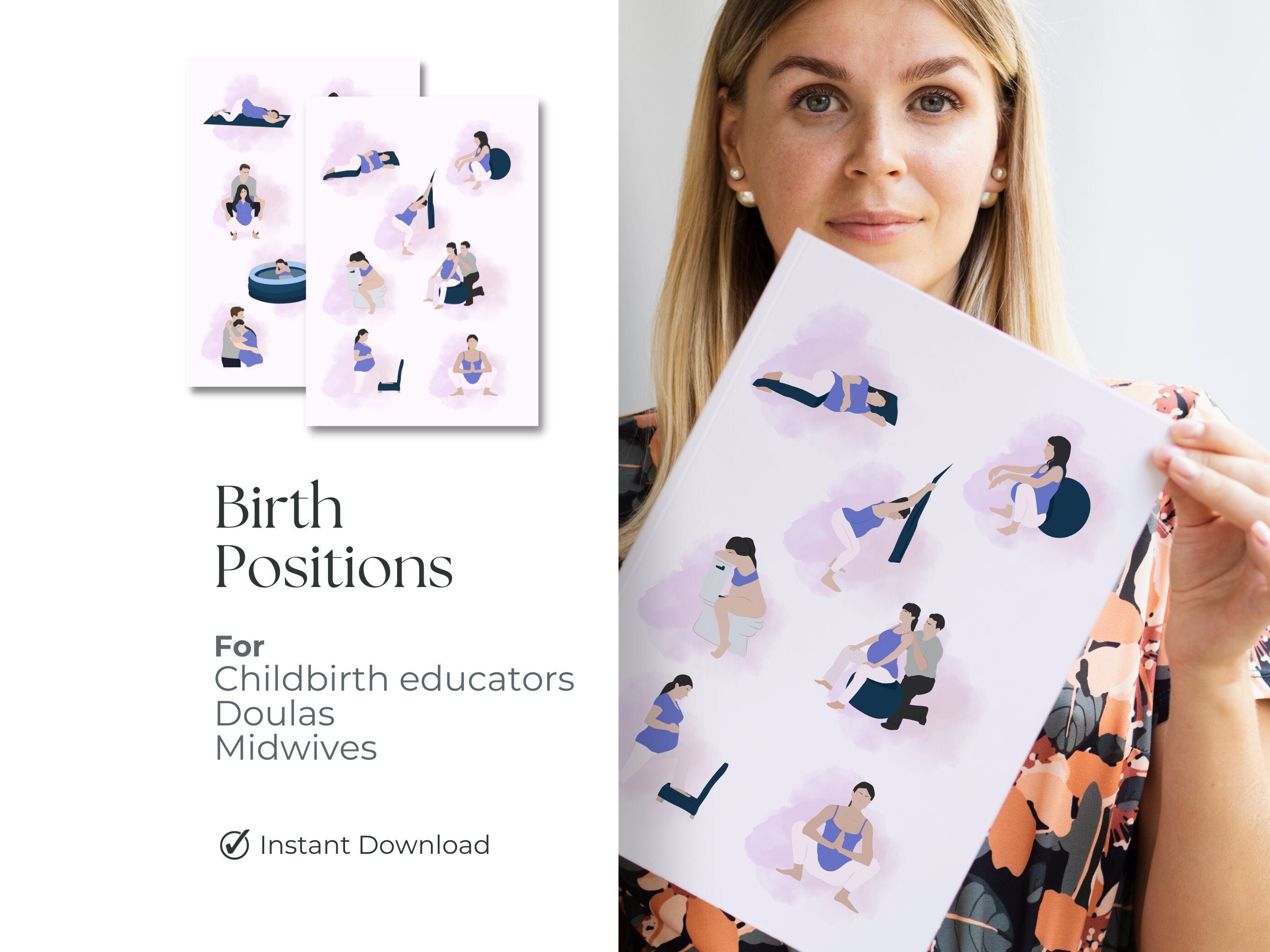 Birth and Delivery Positions Posters | Childbirth Education | Birth ...