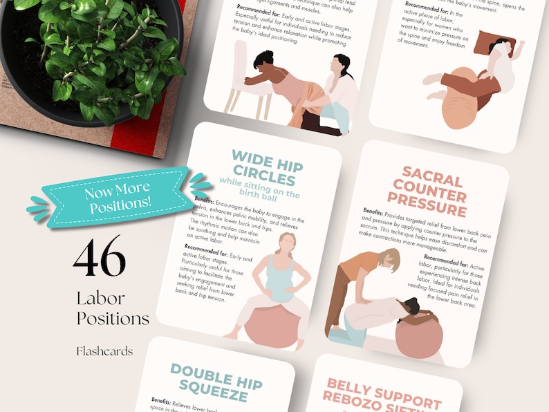 Labor Positions Flashcards, Printable Labour Positions, Childbirth ...