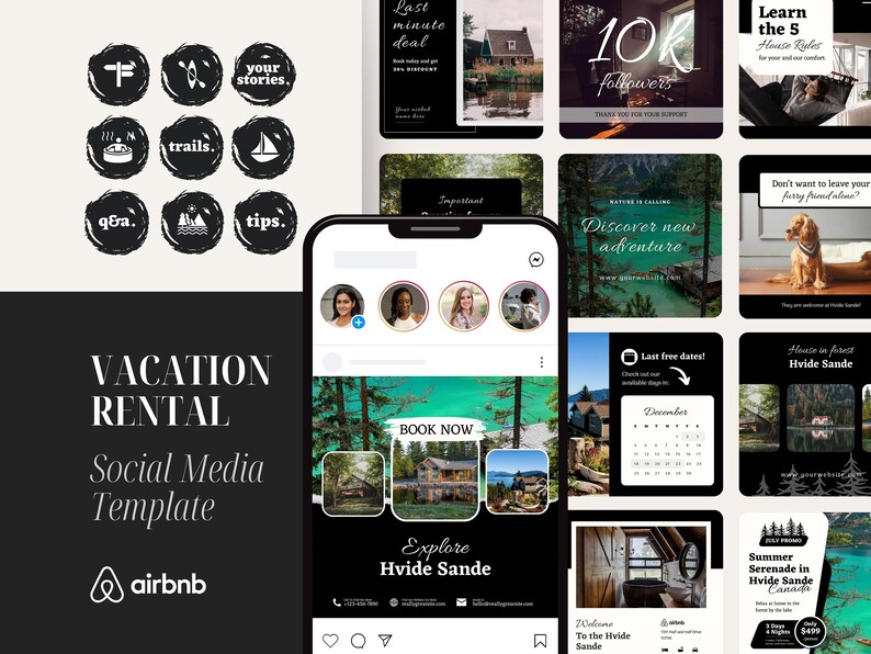 Lake House Cabin Airbnb Social Media Bundle | Social Media Templates ...