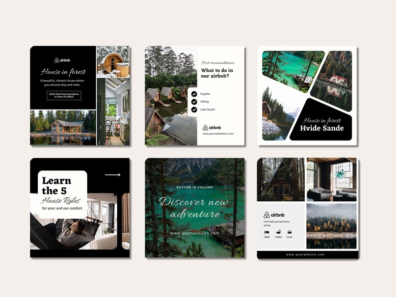 Lake House Cabin Airbnb Social Media Bundle | Social Media Templates ...