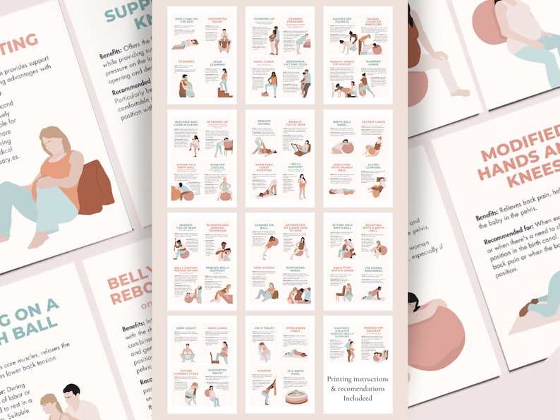 Labor Positions Flashcards, Printable Labour Positions, Childbirth ...