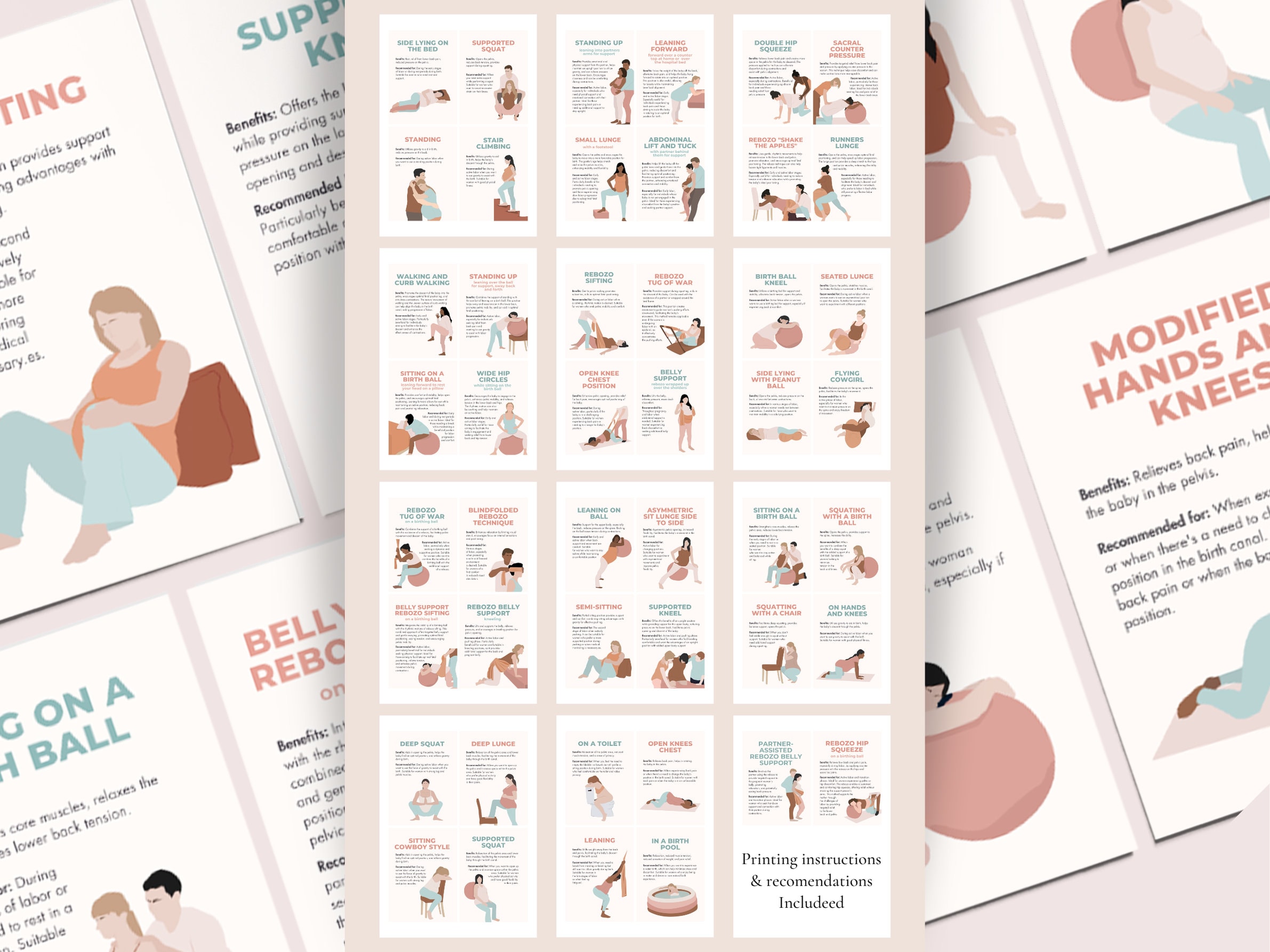 Labor Positions Flashcards, Printable Labour Positions, Childbirth ...