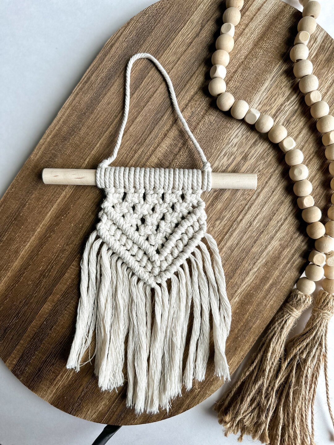 Miniature White Macramé Wall Hanging Boho Nursery Housewarming Gift ...