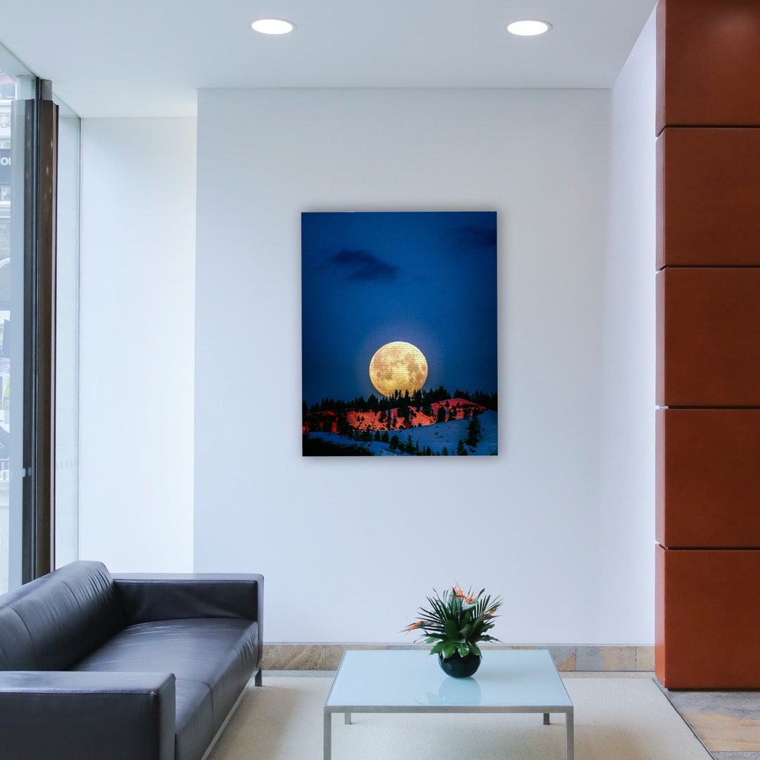 Always Full Moon Canvas Art Print, Perfect Full Moon in a Huge Blue Sky ...