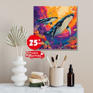 Colorful Abstract Humpback Whale Wall Art Print - Etsy