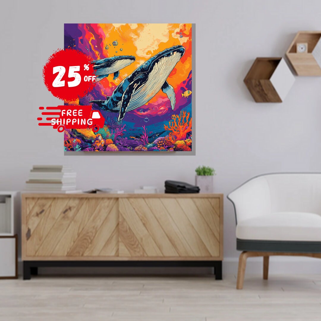 Colorful Abstract Humpback Whale Wall Art Print - Etsy