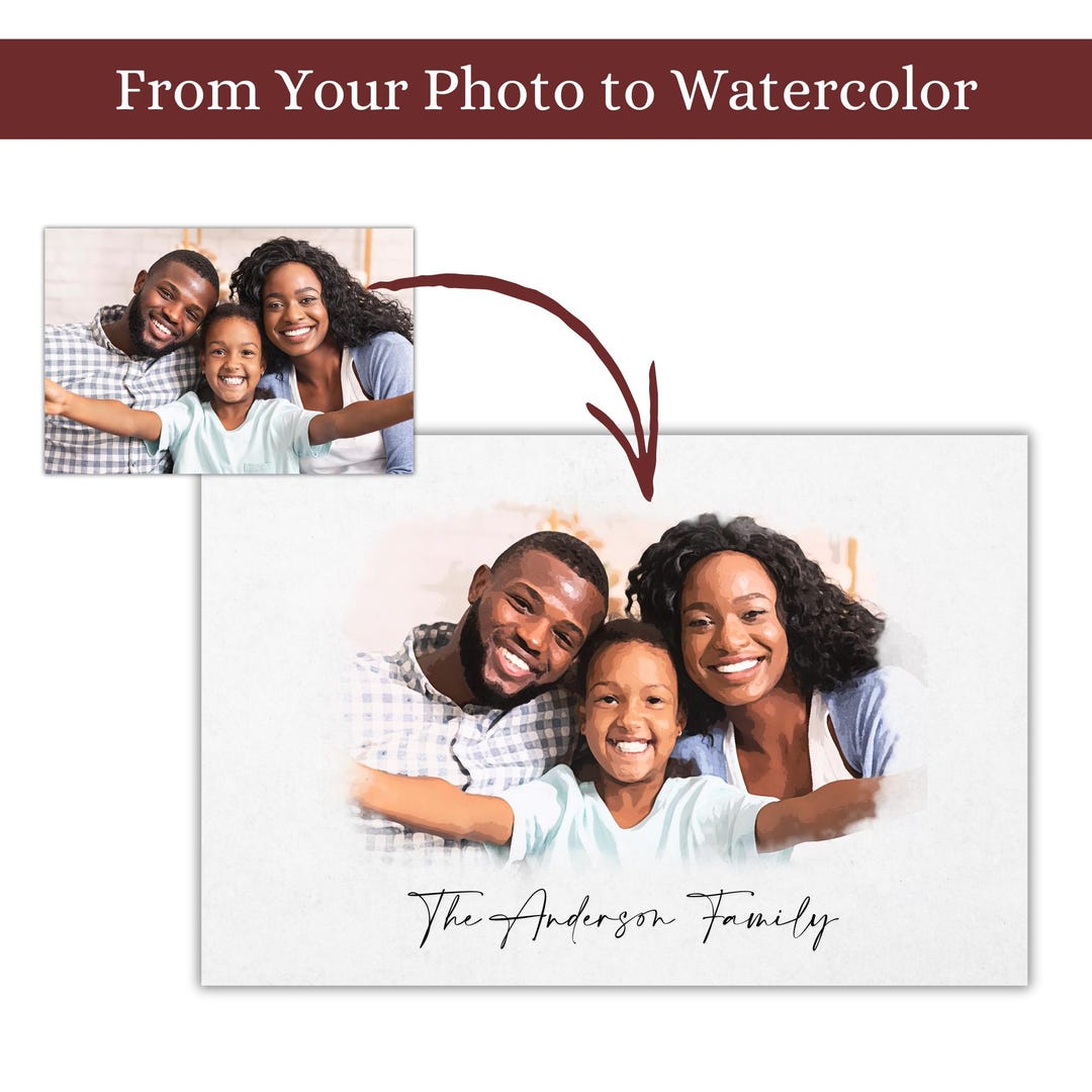 Watercolor Custom Family Portrait From Photo, My Family Drawing ...