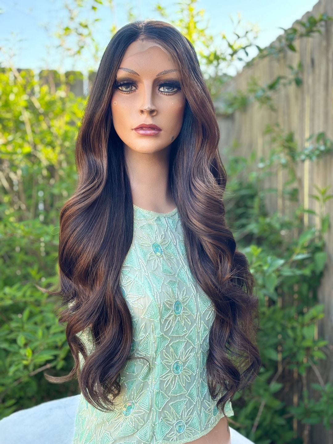 Meaghan 24 Brown Cocoa Bean Mix With Blonde Highlights and Tips 13x4 ...