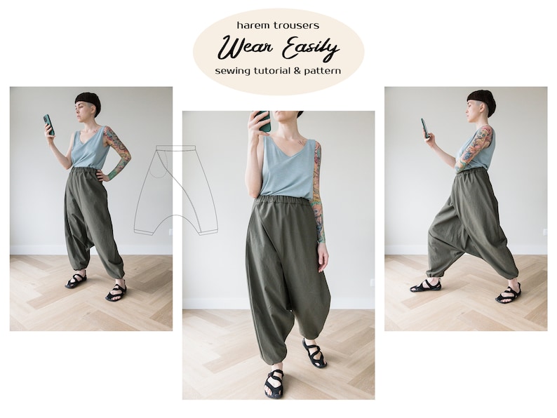 Harem Trousers Pattern and PDF Sewing Tutorial, Size XS - Etsy