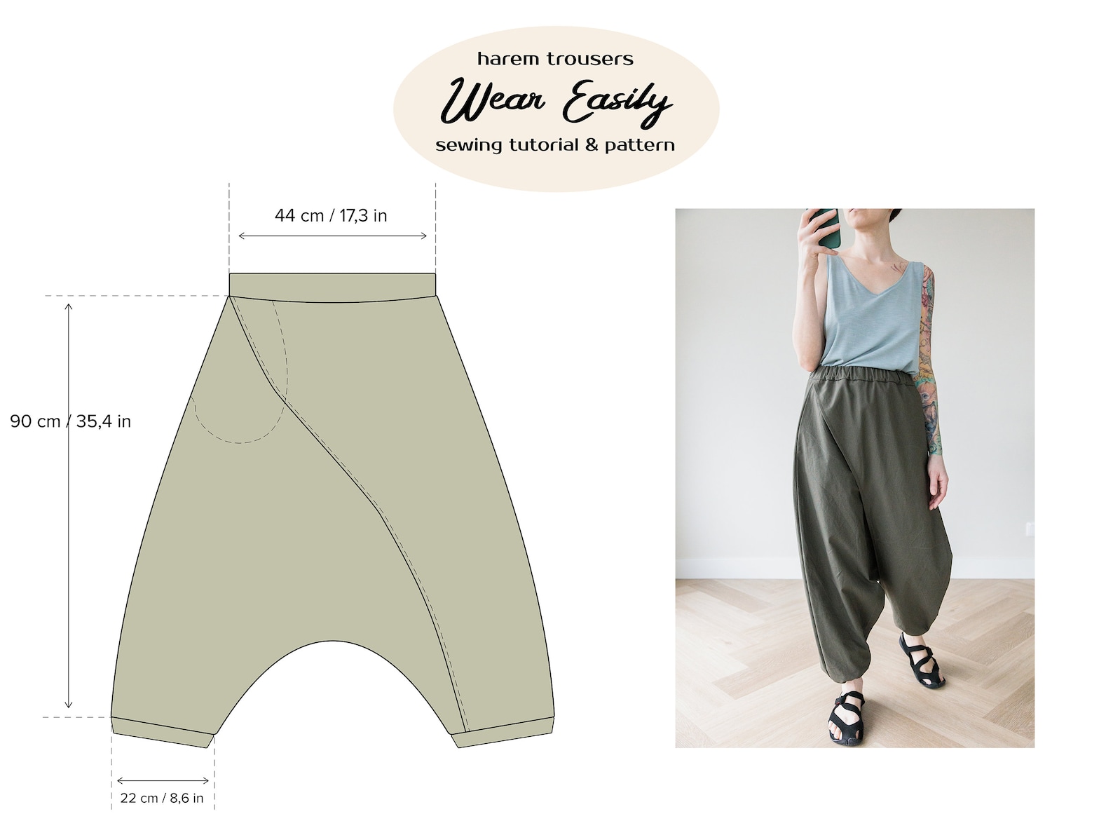 Harem Trousers Pattern and PDF Sewing Tutorial, Size XS - Etsy