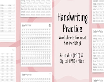 Cursive Handwriting Practice Sheets, Printable, Digital, Handwriting ...