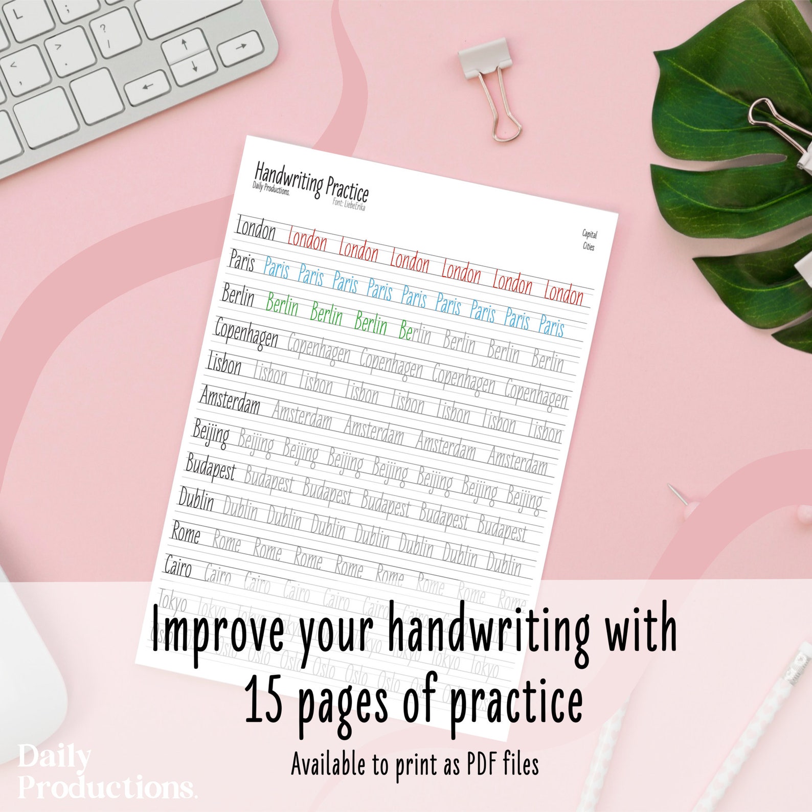 Handwriting Practice Sheets, Printable, Digital, Handwriting Worksheet ...