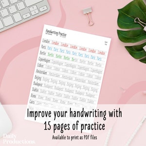 Handwriting Practice Sheets, Printable, Digital, Handwriting Worksheet ...