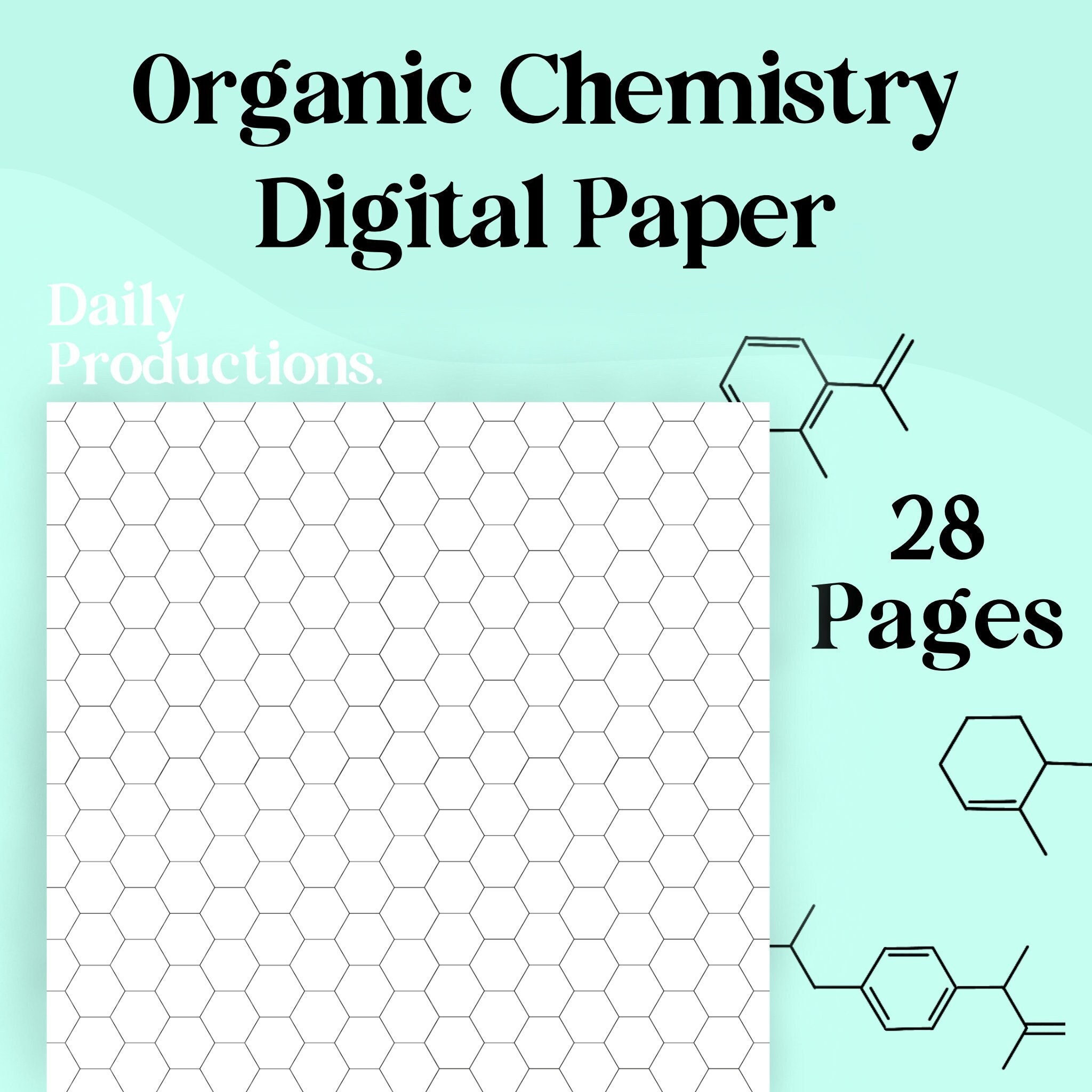 Organic Chemistry Hexagon Paper, Digital Download, Template, Note ...