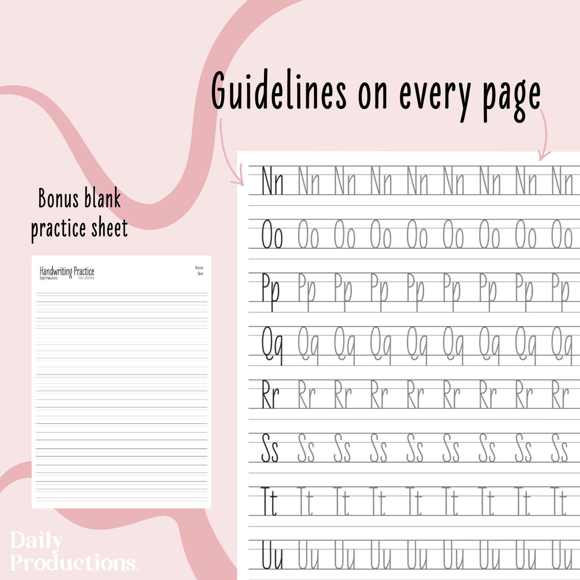 Handwriting Practice Sheets, Printable, Digital, Handwriting Worksheet ...