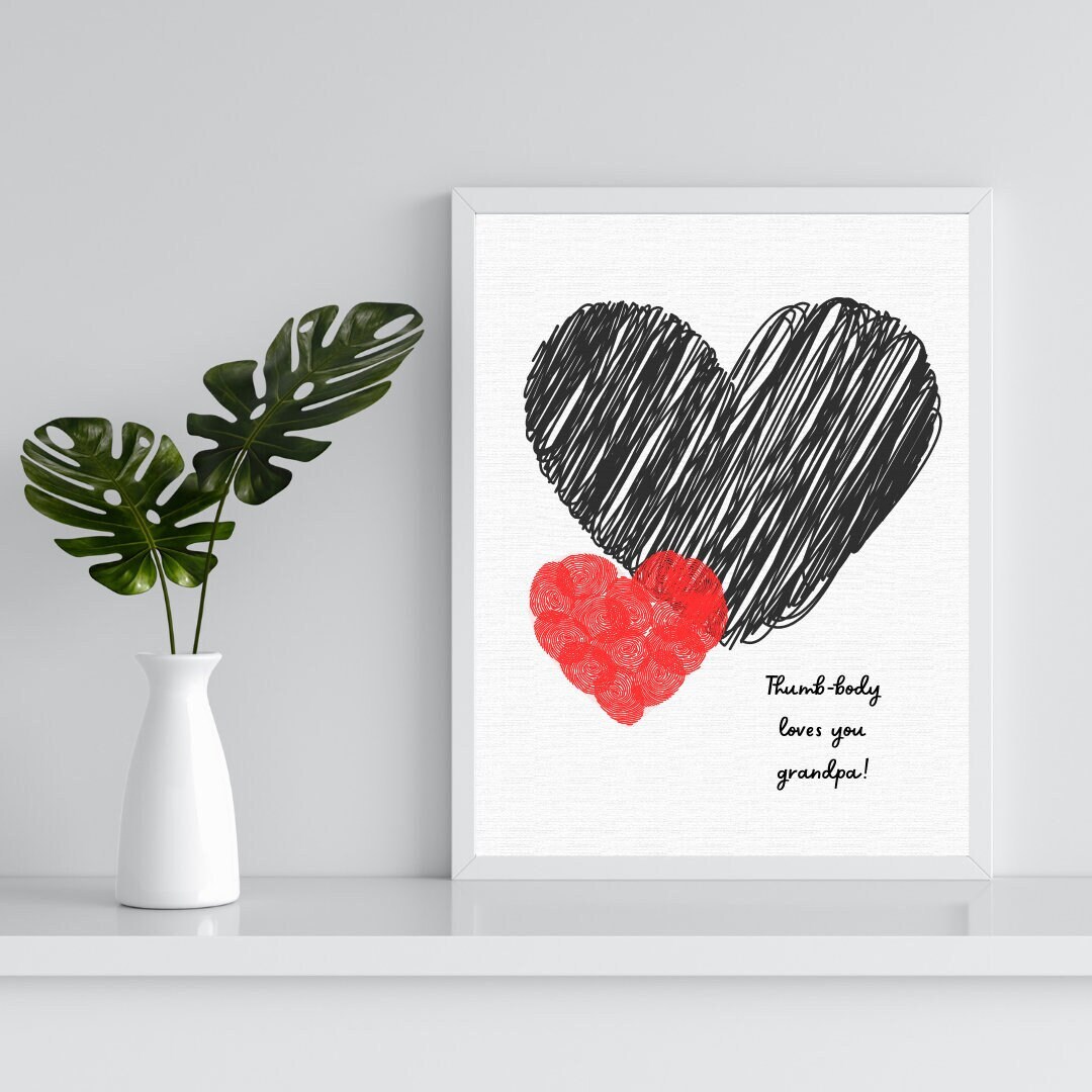 Thumb-body Loves You Grandpa, Thumbprint Art Craft, Grandfather, Happy ...
