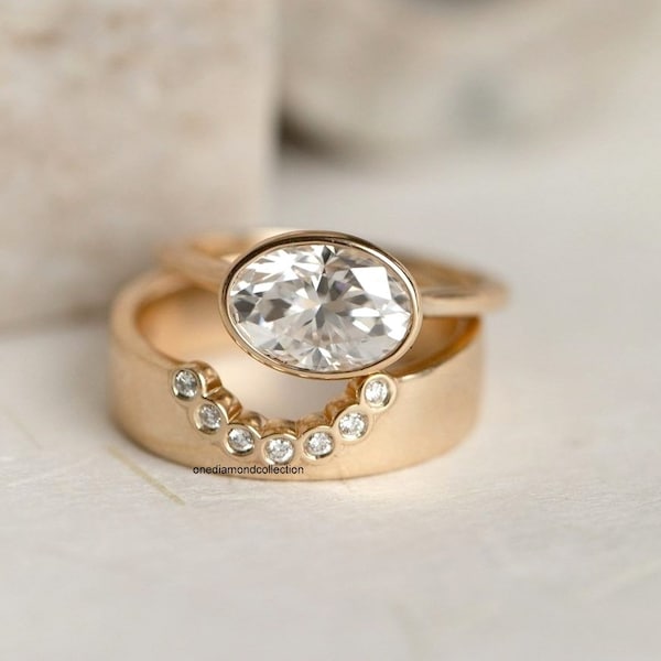 Horizontal Oval Engagement Ring - Etsy