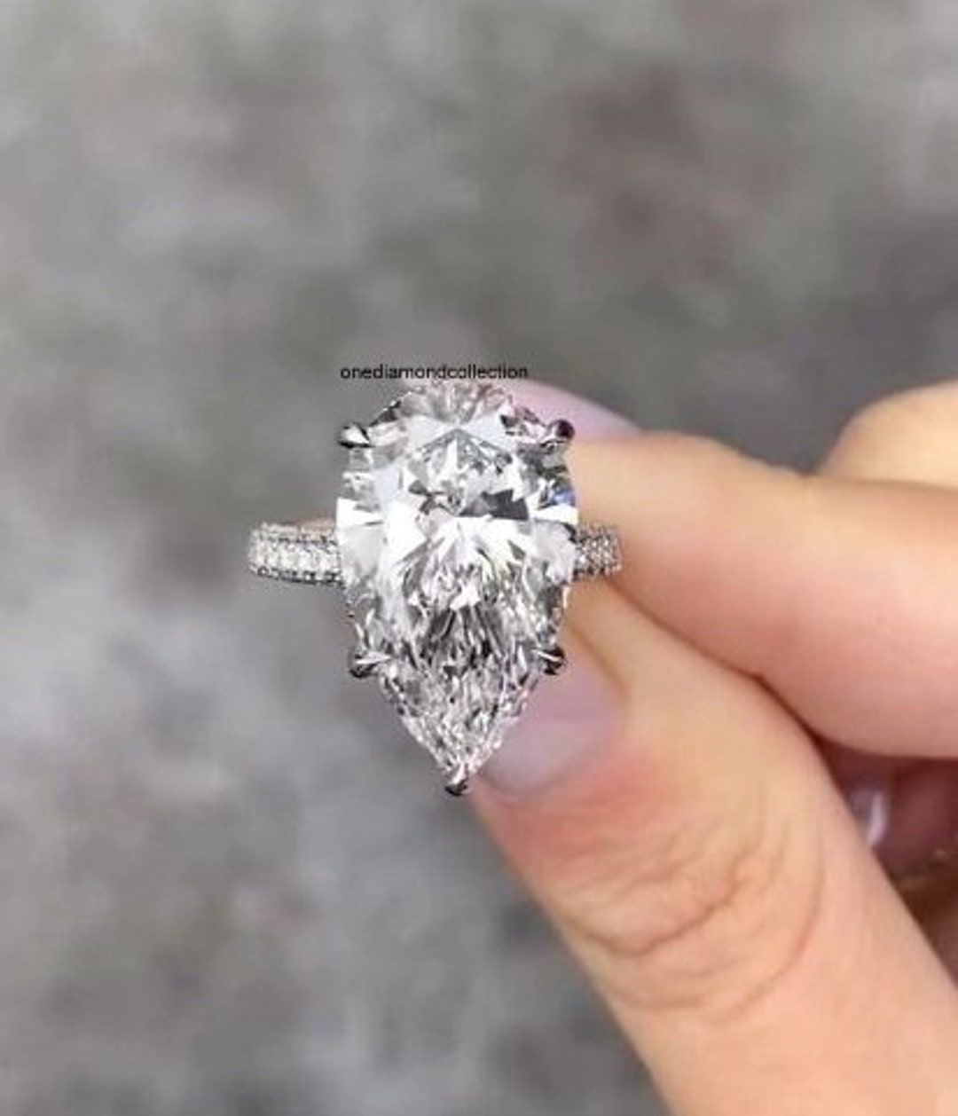 Large Tear Drop Ring, 18X12 MM Pear Cut Colorless Moissanite Diamond ...