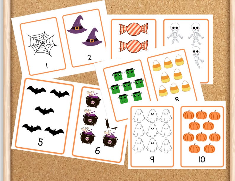 Halloween 1-10 Printable Flashcards - Etsy
