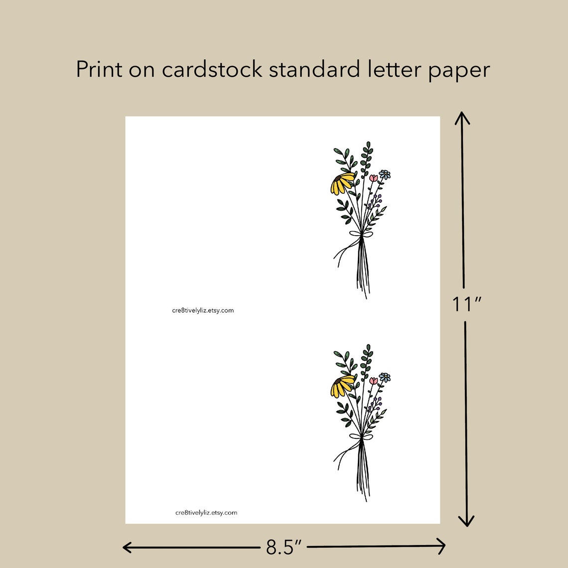 Printable Blank Card, Instant Digital Download, Print at Home, Simple ...