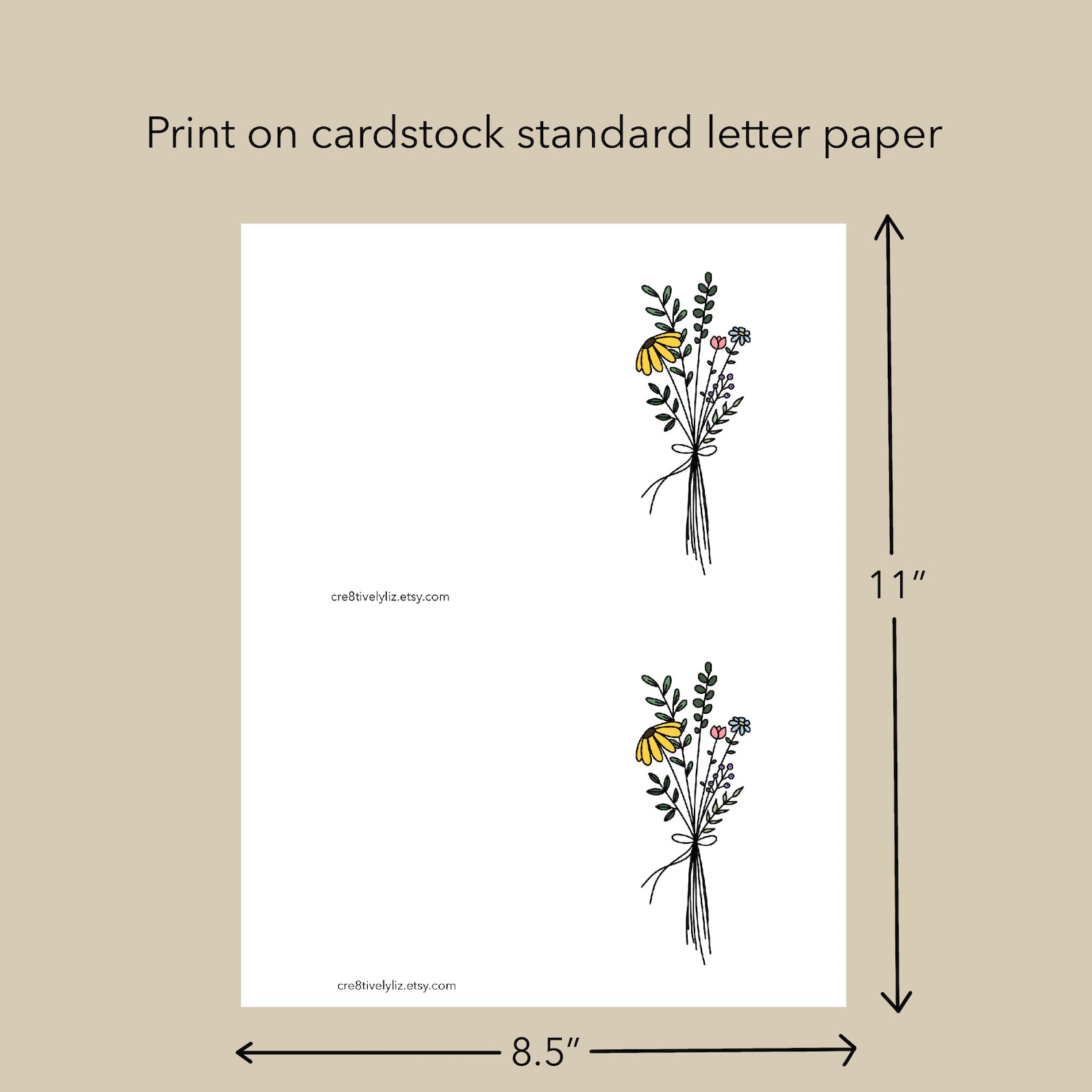 Printable Blank Card, Instant Digital Download, Print at Home, Simple ...