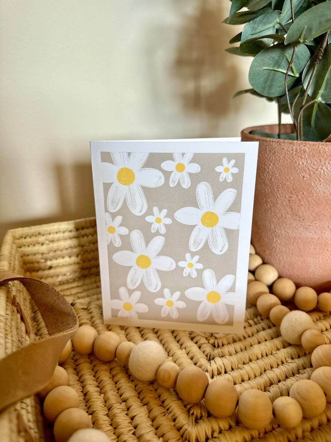 Printable Blank Card, Instant Digital Download, Print at Home, Daisy ...