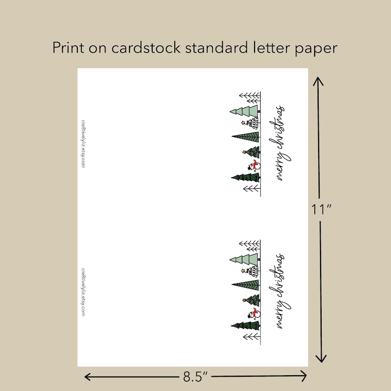 Printable Christmas Card, Instant Digital Download, Festive Christmas ...