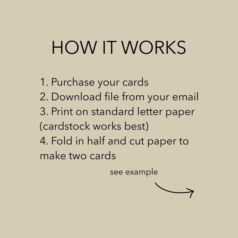 Printable Blank Card, Instant Digital Download, Print at Home, Simple ...