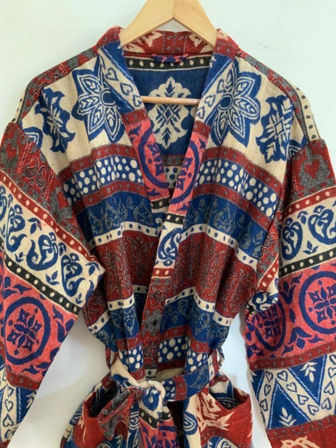 Yak Wool Blend Kimono/robe,handmade,winter Special,house Robe,blue ...