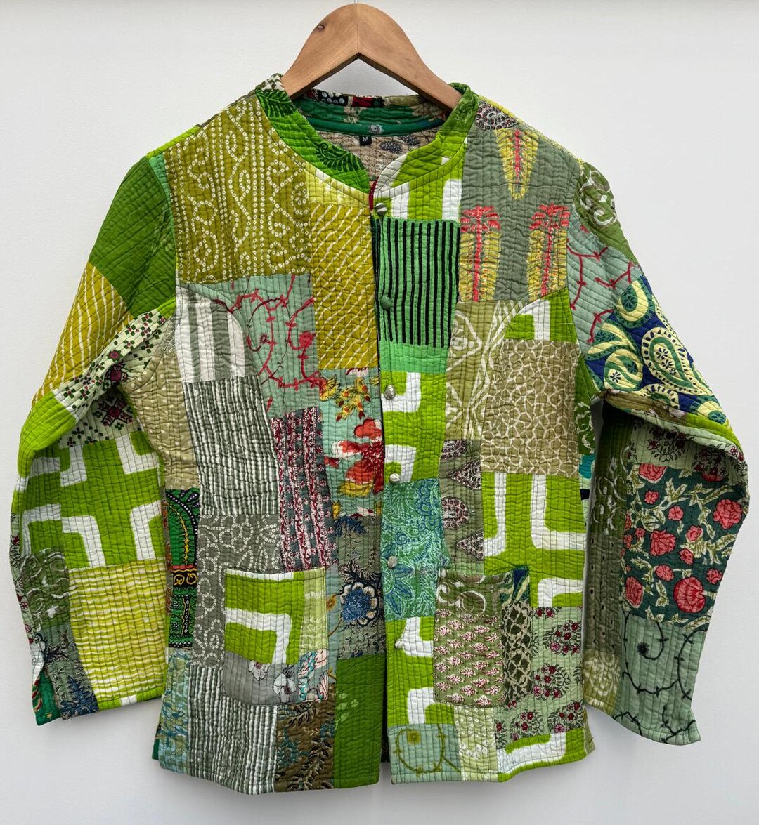 Parrot Green 100% Pure Cotton Handmade Patchwork Reversible Quilted ...