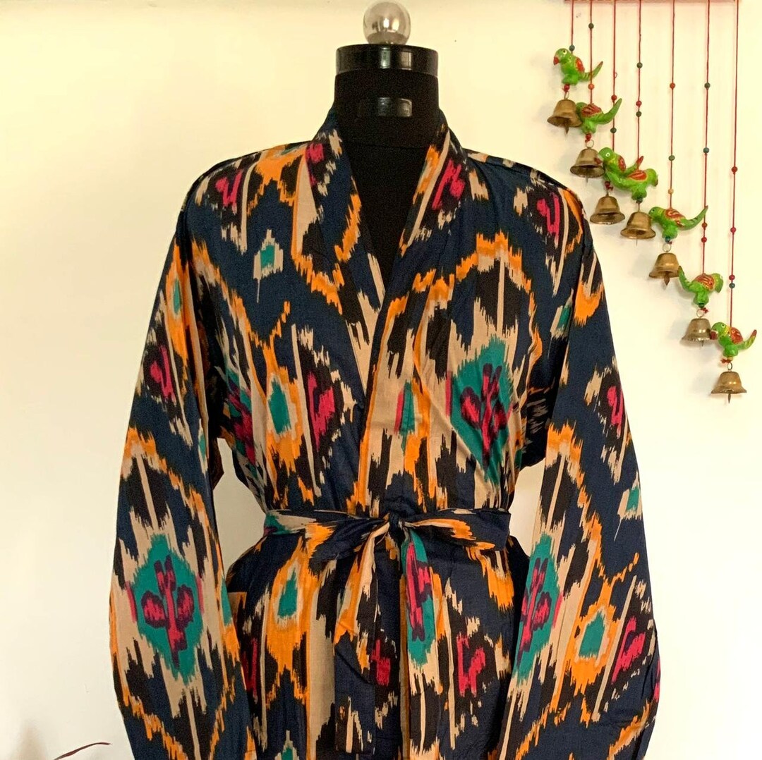 Unisex Blue Rainbow 100%cotton Kimono,nightwear,make up Dressing Gown ...