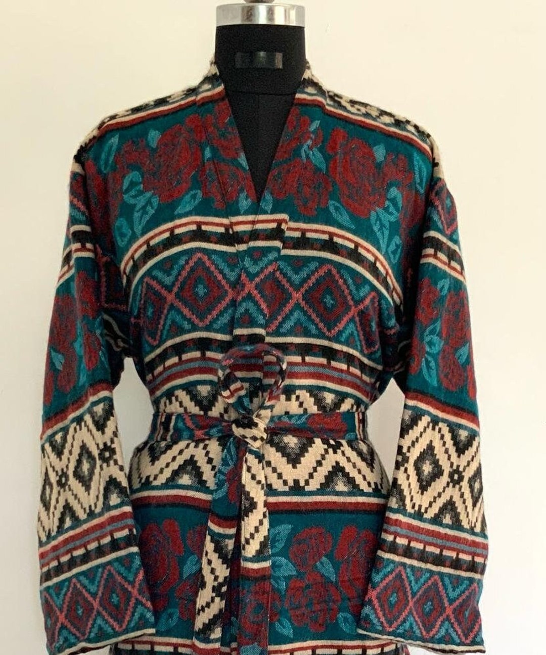 Yak Wool Blend Unisex Kimono,handmade,winter Special,house Robe,aztec ...