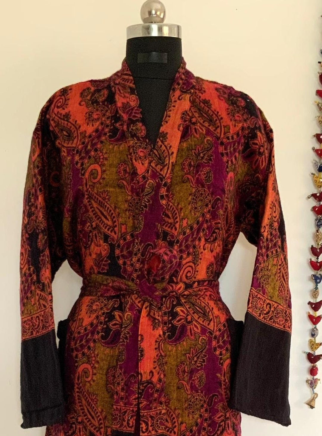 Beautiful Multi Shade Yak Wool Blend Unisex Kimono,handmade Robe,winter ...