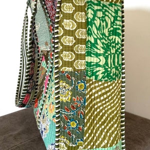 New Zipper Style Green Patchwork Tote Handmade Cotton Block Print ...