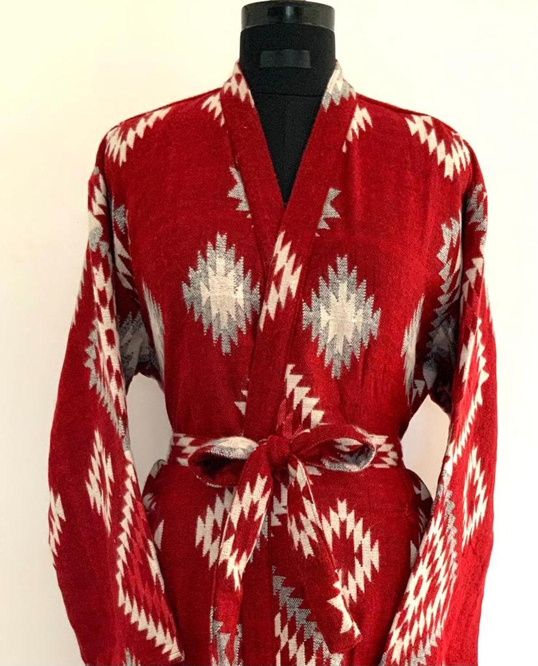 Yak Wool Blend Unisex Kimono,handmade,winter Special,house Blood Orange ...