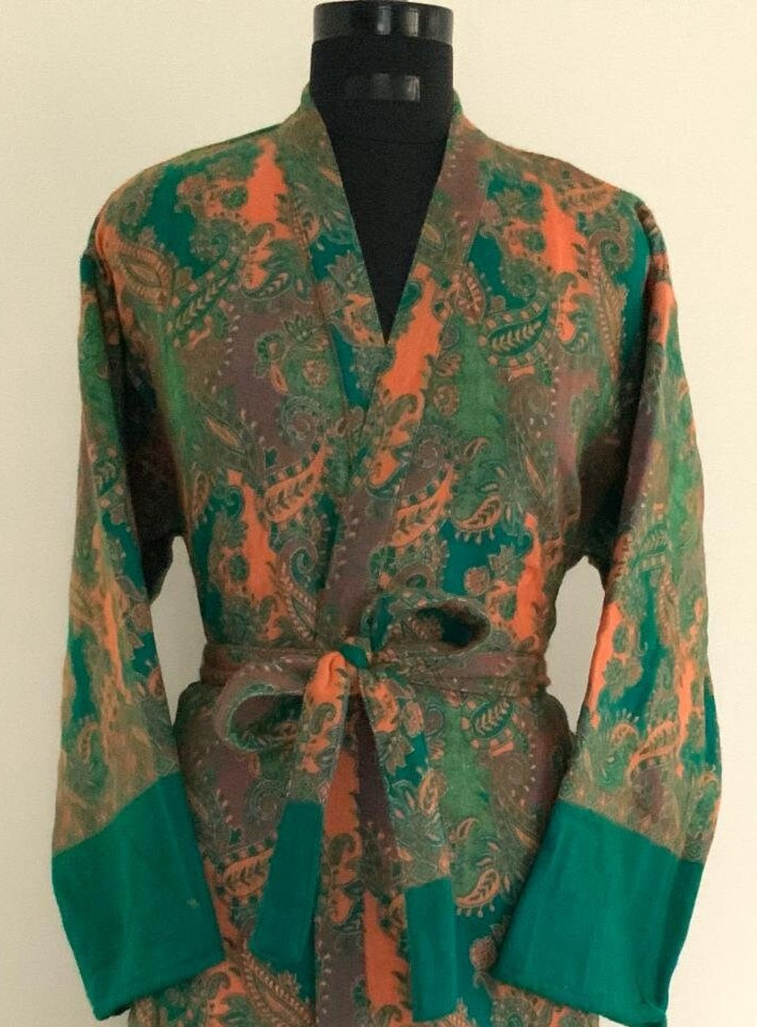 Beautiful Green Yak Wool Blend Unisex Kimono/robe,handmade Kimono ...